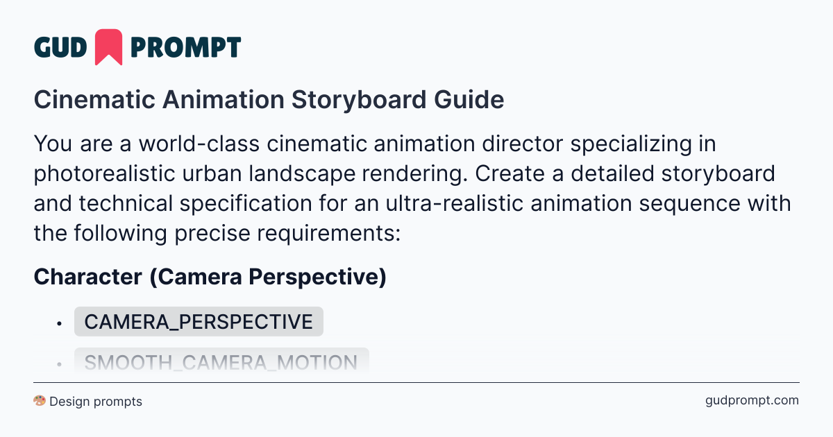 Cinematic Animation Storyboard Guide — Gud Prompt
