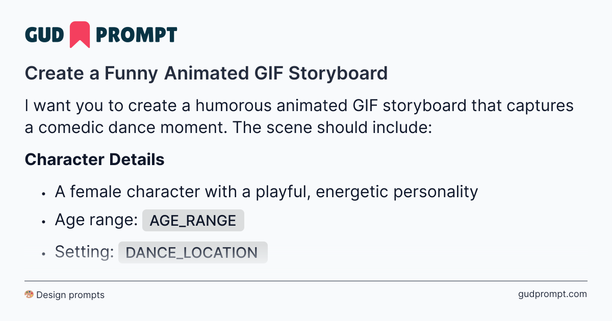 Create a Funny Animated GIF Storyboard — Gud Prompt