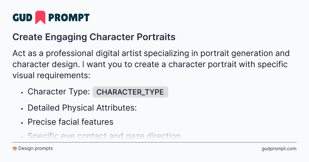 Create Engaging Character Portraits — Gud Prompt