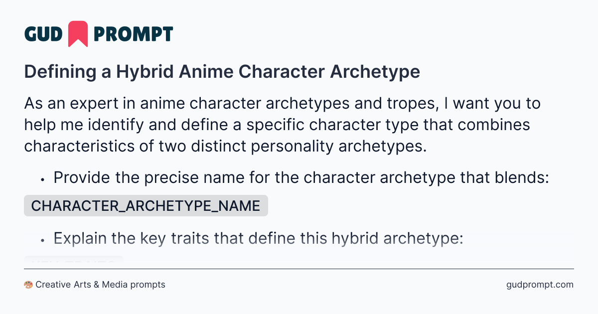 Defining a Hybrid Anime Character Archetype — Gud Prompt