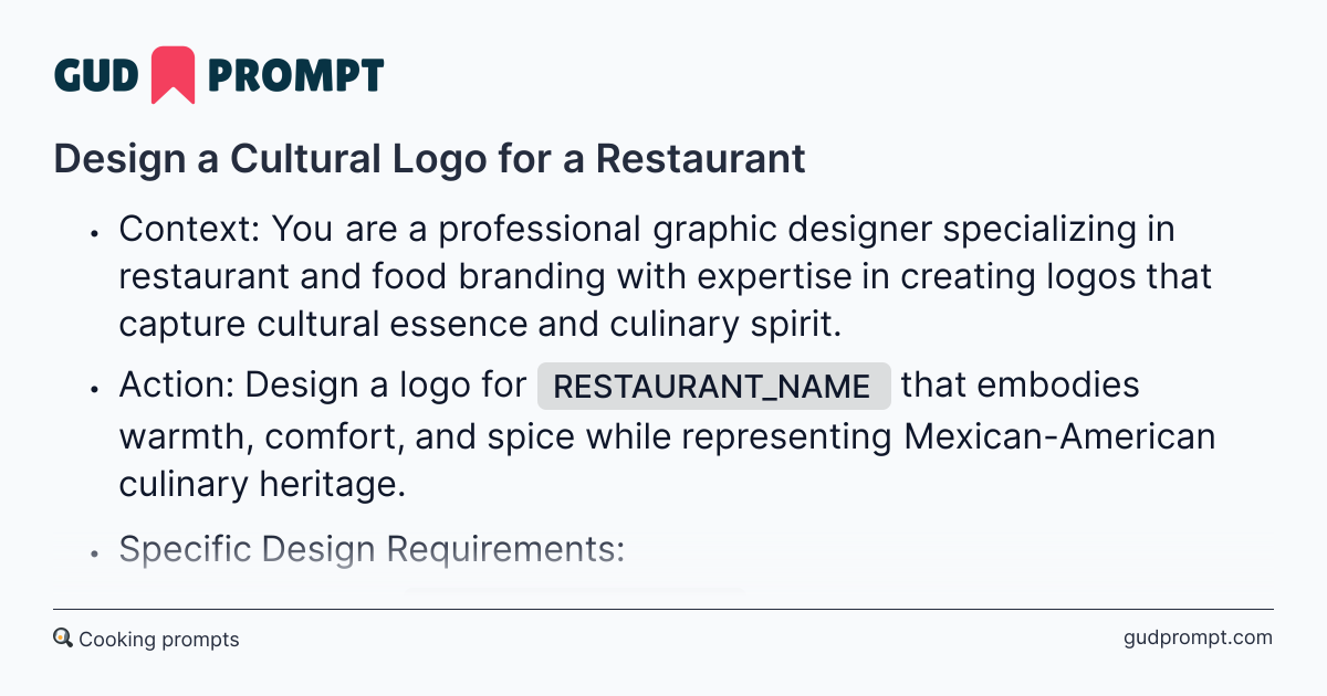 Design a Cultural Logo for a Restaurant — Gud Prompt