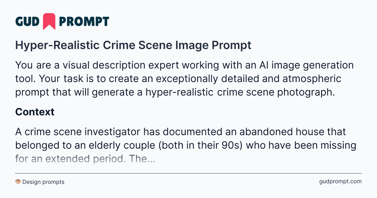 Hyper-Realistic Crime Scene Image Prompt · Gud Prompt