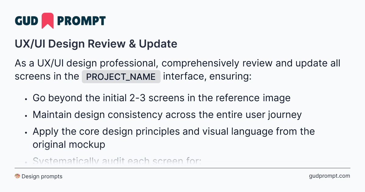 UX/UI Design Review & Update — Gud Prompt